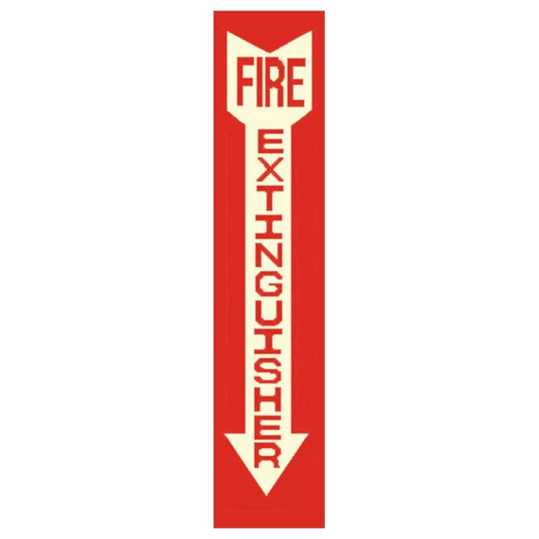 Glow In The Dark: Fire Extinguisher Down Arrow - White On Red - Visual ...