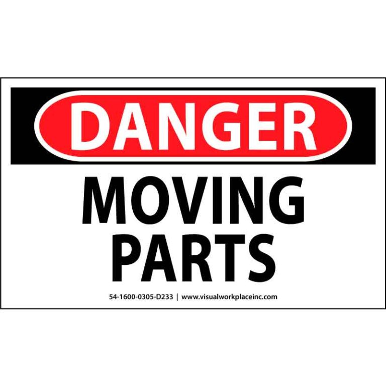 OSHA PolyLabel: Danger - Moving Parts, 5pk - Visual Workplace, Inc.