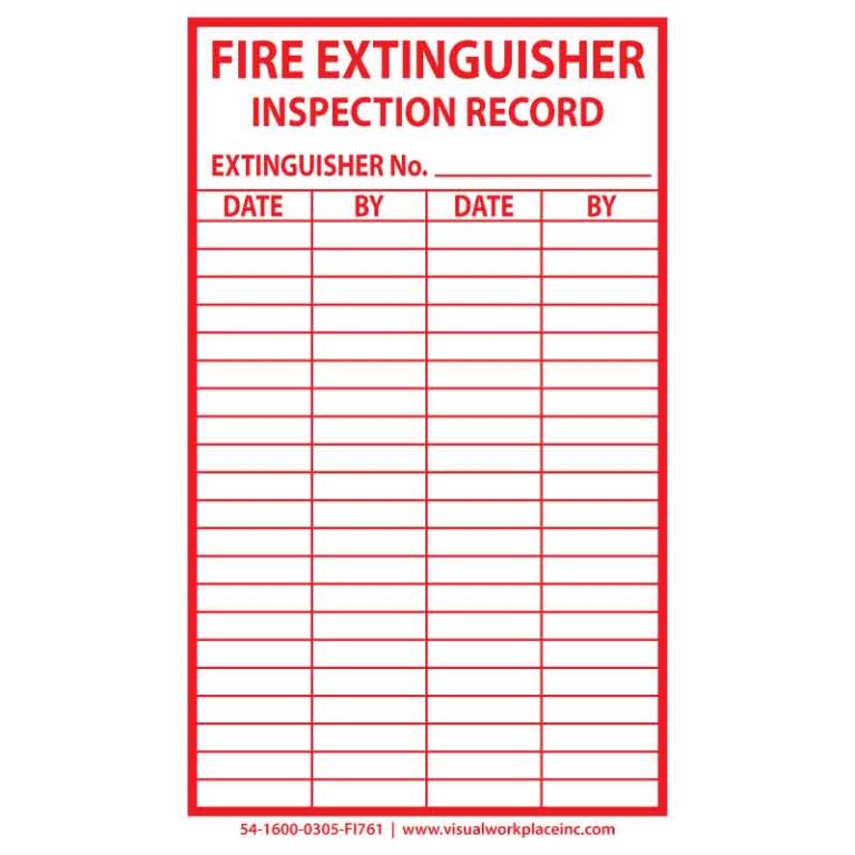 PolyLabel: Fire Extinguisher Inspection Record White, 5pk - Visual ...