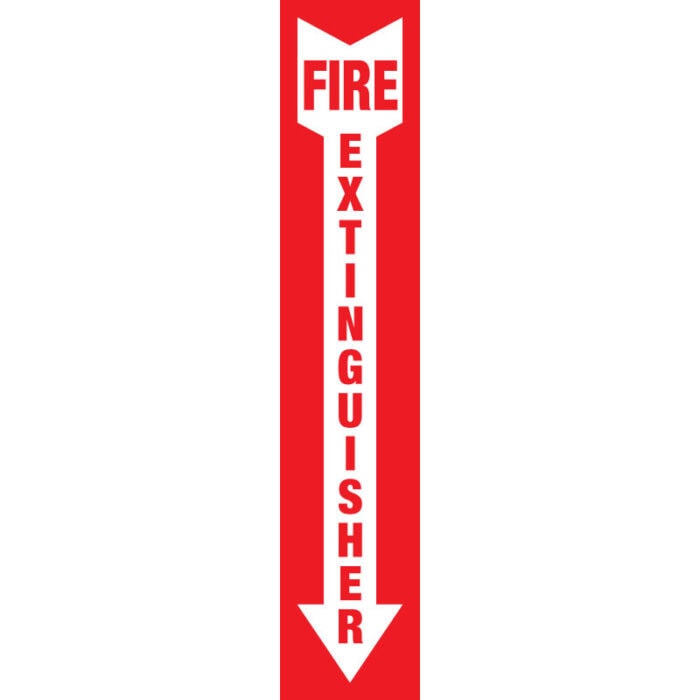 Fire Extinguisher Down Arrow, White On Red - Visual Workplace, Inc.