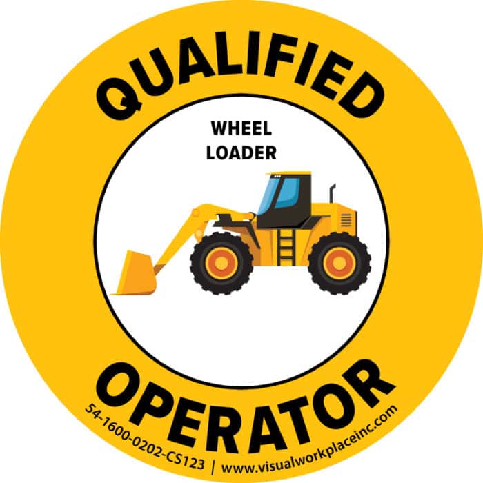 Hard Hat Decal: Qualified Operator Wheel Loader 2" - Visual Workplace, Inc.